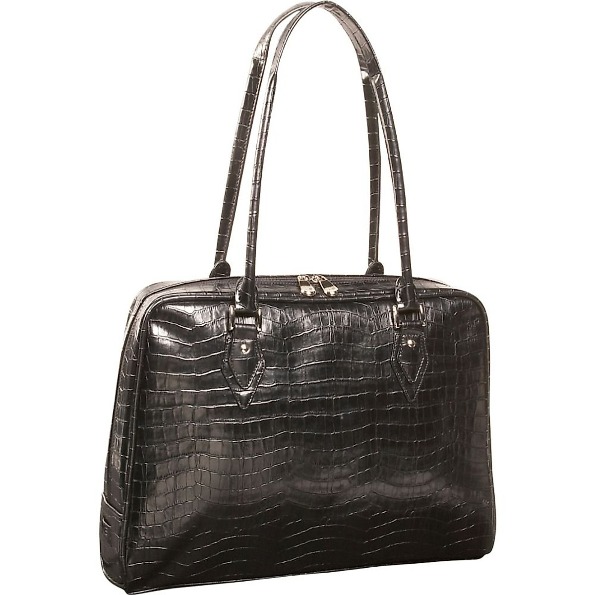Mobile Edge Women's Black, Milano 15.4 Inch Business Laptop Handbag Faux Croc, Soft Poly-Suede Lining Protection, MEMC1S