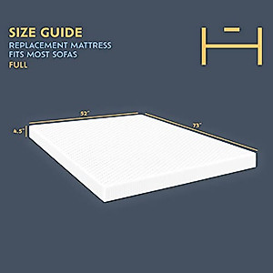 Heyward Premium Memory Foam Sofa Bed Replacement Mattress for Full Size Sleeper | 4.5” Inch | CertiPUR-US Certified | Washable Material w/Non-Slip Base | 73”L x 52”W x 4.5”H