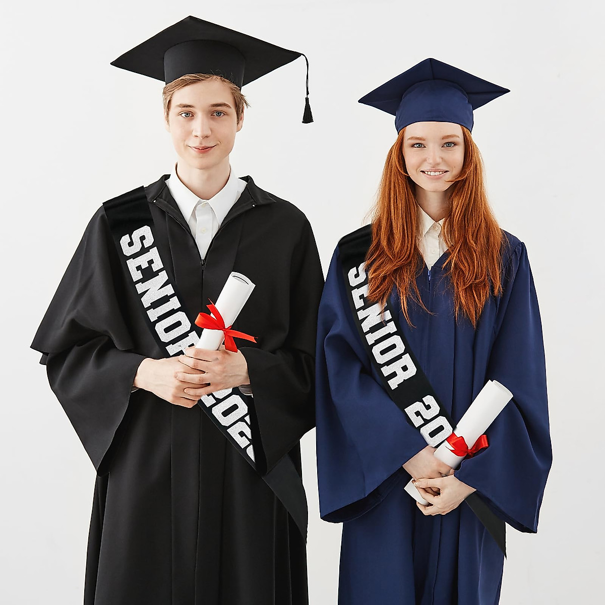 Generic 8 Pcs Black Senior 2025 Sashes with Silver Glitter Letters - Senior Sash Class of 2025, Senior Cheer Sash, Graduation Celebration sash, Class Competition Sashes, Graduation Party Supplies