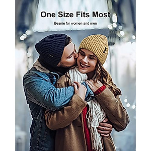 Ocatoma Beanie Hat for Men Women Warm Winter Knit Cuffed Beanie Soft Warm Ski Hats Unisex Black