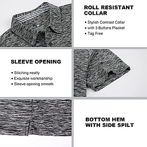 SAMERM Men's Polo Shirt Quick Dry Performance Short Sleeve Tactical Golf Shirts(Black XL)