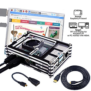 Smraza Case for Raspberry Pi 4 Model B, Pi 4B Case with Fan, 4PCS Heatsinks, 5V 3A USB-C, USB Card Reader, 6 Feet Micro HDMI Cable, 7.8 Inch Micro HDMI to HDMI Cable (4K Ultra HD)