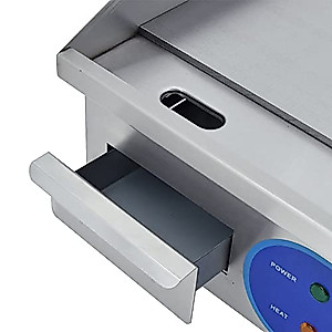 TAIMIKO Commercial Electric Griddle, Electric Flat Top Grill, Stainless Steel Electric Countertop Griddle with Drip Hole, Temperature Control 50-300℃ (14inch)