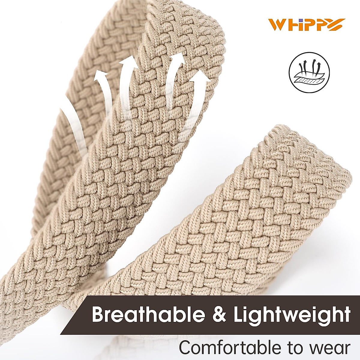 WHIPPY Braided Woven Stretch Belt Women Men Web Casual Unisex Mixed Color Woven Elastic Golf Belts for Jeans Pants S