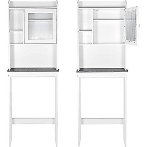 SUPER DEAL New Version Over-The-Toilet Bathroom Storage Cabinet Freestanding Wooden Bathroom Organizer w/Adjustable Shelves