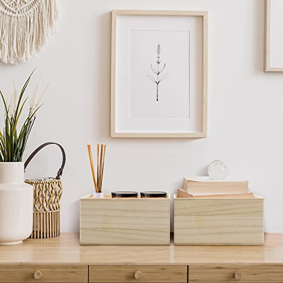 Sorbus Unfinished Wood Crates - Organizer Bins, Wooden Box for Pantry Organizer Storage, Closet, Arts & Crafts, Cabinet Organizers, Containers for Organizing (2 Pack)