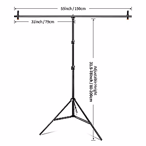 Hemmotop T Shape Backdrop Stand Portable 5ft Wide 6.5ft Tall, Green Screen Stand Adjustable Photo Background Stand with 4 Clip Clamps and Carry Bag for Video Studio Parties