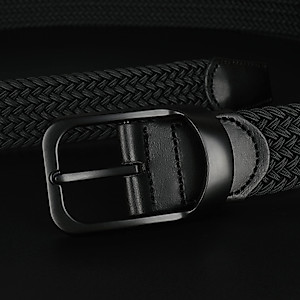 Drizzte Plus Size Mens Belt 63'' Casual Elastic Black Braided Stretchy Fabric Web Belts