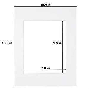 Egofine 11x14 White Picture Mats Pack of 14, Frame Mattes for 8x10 Pictures, Acid Free, 1.2mm Thickness, with Core Bevel Cut