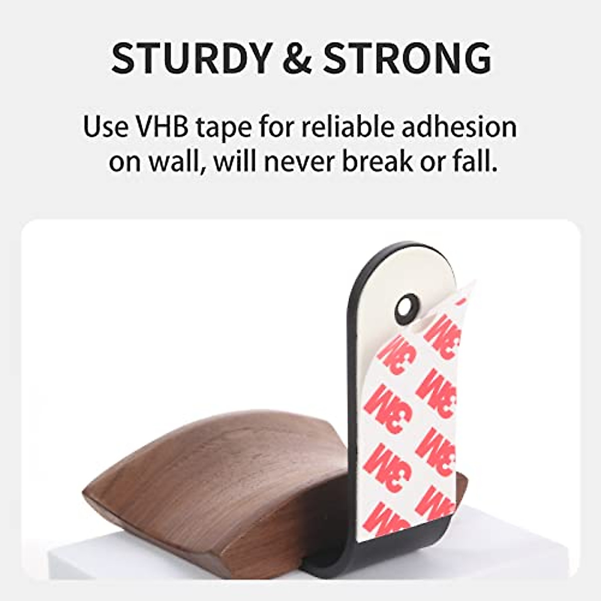 Mt.Jun Wood Headphone Wall Mount Holder, with VHB Adhesive Tape and Screw, Holds 10 lbs (Black & Walnut)