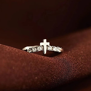 dsmrosp to My Daughter & Granddaughter Storms of Life Cross Arch Ring, S925 Sterling Silver Cubic Zirconia Rings, Eternity Cross Ring for Women Gift (1PCS,7)