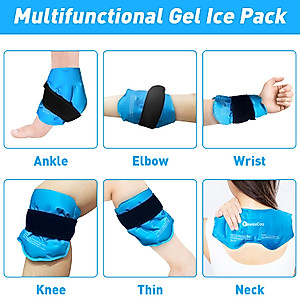 RelaxCoo Ankle Ice Pack Wrap for Swelling, Reusable Gel Ice Pack for Ankle Injuries, Cold Compress Therapy for Foot Pain Relief, Achilles Tendonitis, Plantar Fasciitis, Sprains