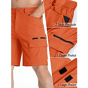 TACVASEN Mens 10" Ligtweight Hiking Outdoor Shorts Quick Dry Casual Breathable Fishing Dress Cargo Summer Shorts Orange, 34
