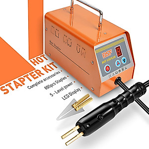 OIMERRY Plastic Welder Kit with 800pcs Hot Staples, 5-Level Adjustable Power, 110V Hot Stapler Bumper Plastic Repair Welding Kit