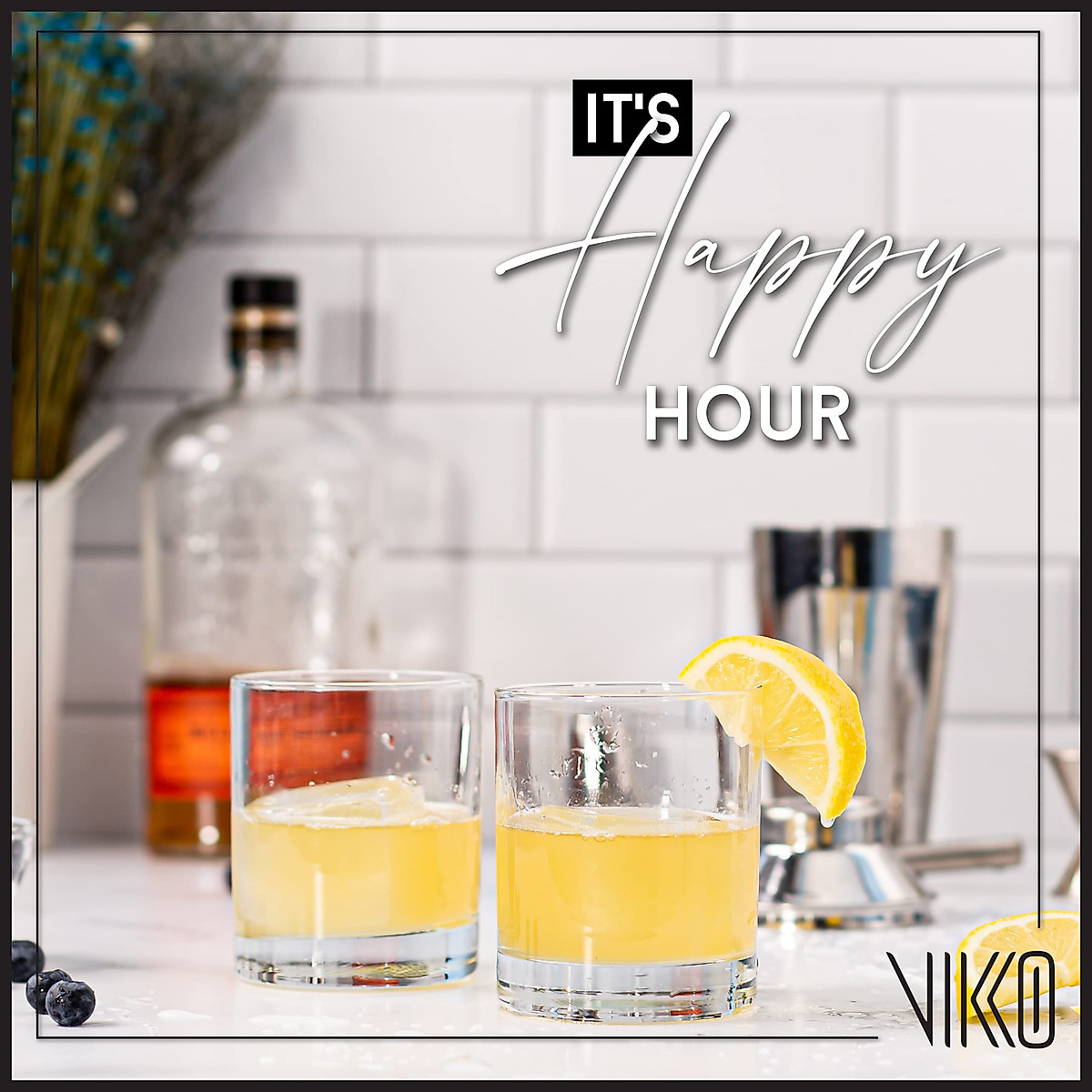 Vikko Whiskey Glasses, 10.25 Oz Scotch Glasses, Set of 6 Old Fashioned Glasses, Crystal Clear Bar Glass, Sturdy Base