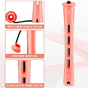 WILLBOND 60 Pcs Perm Rods for Long Hair Plastic Curl Rods Cold Wave Irons Curling Roller for Hair Styling Hairdressing Tools(0.51 Inch,Shell Pink)