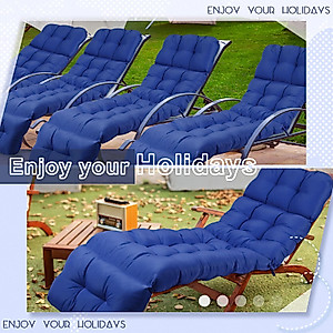 DoubleFill 4 Pcs Indoor/Outdoor Chaise Lounge Tufted Bench Cushions, 72"x22" Outdoor Bench Cushion for Wicker Loveseat Porch Swing Cushions, Patio Chair Furniture Replacement Cushion (Navy Blue)