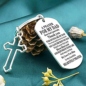 Christmas Gifts For Dad Stocking Stuffers For Men Prayer For My Dad Keychain Father’s Day Birthday Gift For Dad Best Dad Gift From Son Daughter Christian Religious Keychain Cross Keychain Bonus Dad
