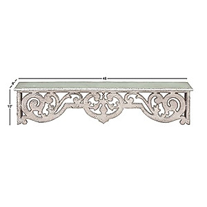 Deco 79 Wood Floral 1 Shelf Wall Shelf, 48" x 8" x 10", White