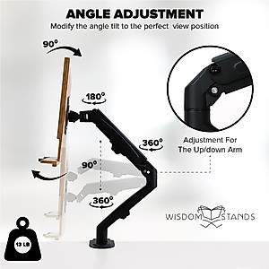 Wisdom Stands Laptop Stand & Book Stand - Highly Adjustable Computer Riser and Book Holder for Desk - for Large & Small Laptops, Books & Tablets - Up to 13 lb - Large Size 15.4 x 11 inch