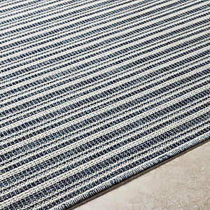 Mark&Day Outdoor Rugs, 5x7 Acheri Modern Indoor/Outdoor Dark Blue Area Rug, Non Shedding Blue Beige Carpet for Patio, Porch, Deck, Bedroom, Living Room or Kitchen (5'1" x 7')