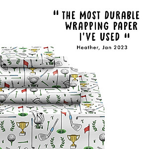 CENTRAL 23 Golf Wrapping Paper - 6 Sheets White Wrapping Paper For Men Dad Grandpa Uncle - Golf Sports Club - Comes With Stickers - Recyclable - Christmas Wrapping Paper Sheets