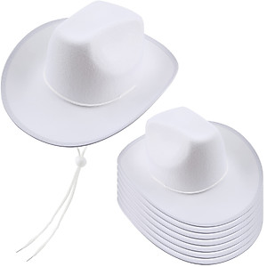 SGBETTER 8 Pack Cowboy Hat Felt Western Hat for Women and Men Cowboy Cowgirl Theme Bachelorette Birthday Party (White)