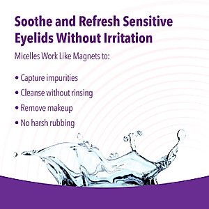 iVIZIA Eyelid Cleansing Wipes for Sensitive Eyelid Cleansing, Preservative-Free, Micellar, No Rinse, Gentle Eye Makeup Remover, 20 Sterile Single-Use Wipes for Eyelids