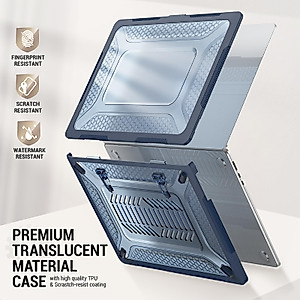 SEYMAC stock MacBook Air 15 inch Case 2024/2023 Release A3114/A2941 M3/M2 Chip, Shock-Absorbing Protection Case with Folding Stand &Mouse Pad/Bag for MacBook Air 15” A3114/A2941 M3/M2 Chip (Blue)