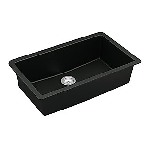 Karran QU-812 Undermount 32.5 in. Large Single Bowl Quartz Kitchen Sink in Black