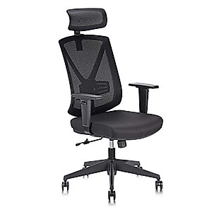 CLATINA Ergonomic High Mesh Swivel Executive Chair with Adjustable Height Head Arm Rest Lumbar Support and Upholstered Back for Home Office