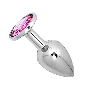 Hmxpls Pink Jeweled Beginners Butt Plug Sex Love Games Personal Massager for Women Men Couples Lover Stainless Steel Anal Plug SM Anal Stimulation Toy, 50g
