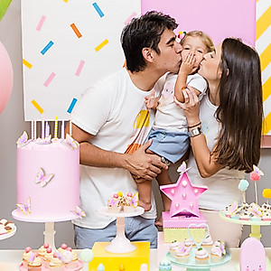 10-Pieces Purple Gold Butterfly Cake Toppers Happy Birthday 1-Metal Gold Birthday Cake Butterfly Party Decorations