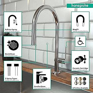 hansgrohe Talis N Chrome High Arc Kitchen Faucet, Kitchen Faucets with Pull Down Sprayer, Faucet for Kitchen Sink, Magnetic Docking Spray Head, Chrome 72801001