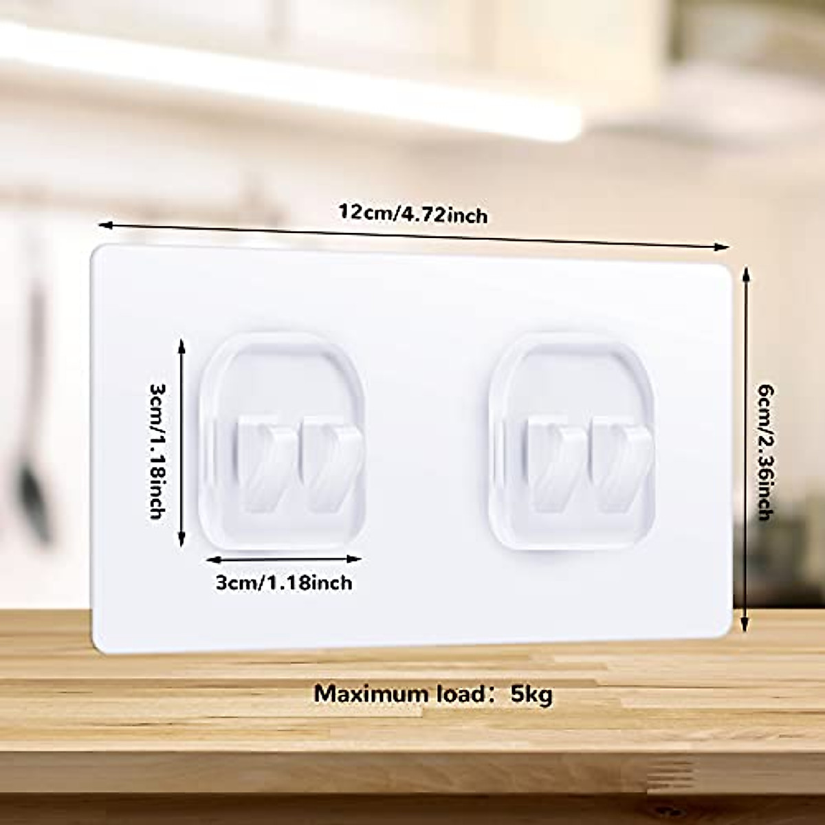 Jetec 8 Pieces Bathroom Shelf Adhesive Hooks Sticker Strong Hooks for Shower Caddy Basket Double Claw Wall Hooks Sticker for Kitchen Bathroom (6 x 12 cm)