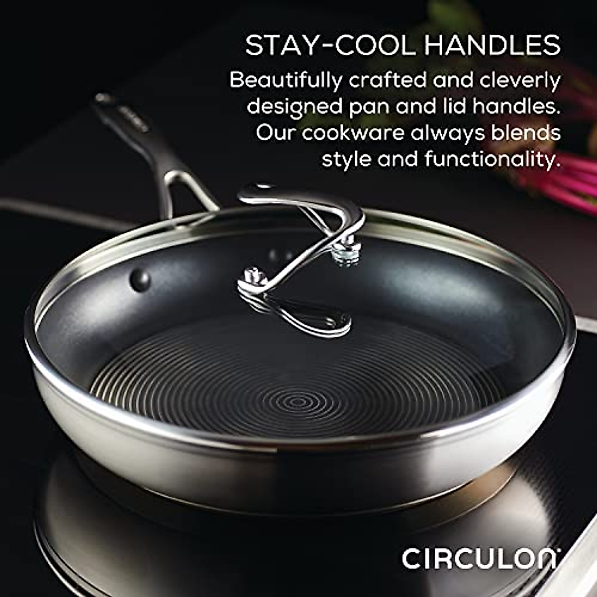 Circulon Stainless Steel Cookware Pots and Pans Set with SteelShield Hybrid Stainless and Nonstick Technology