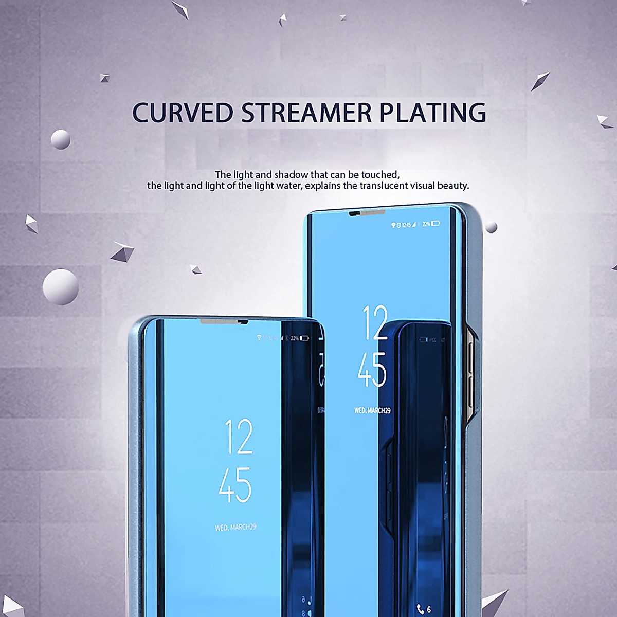 CCSamll Mirror Case for Samsung Galaxy A54 5G Support Wireless Charging, Smart Clear View Cover Thin Ultra with Kickstand Flip Phone Case for Samsung Galaxy A54 5G QH Purple