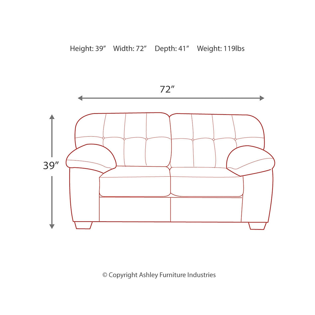 Signature Design by Ashley Accrington Plush Loveseat with Tufted Back, Gray