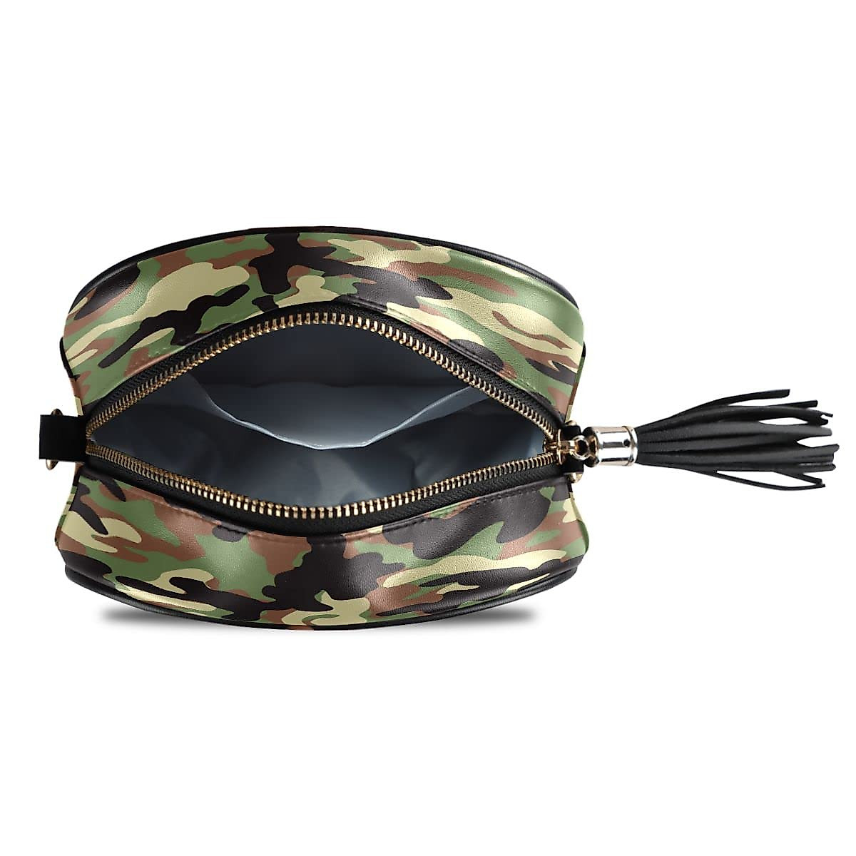 ALAZA Green Camo Camouflage PU Leather Small Women Crossbody Shoulder Bag Purse Wallet with Adjustable Chain Strap