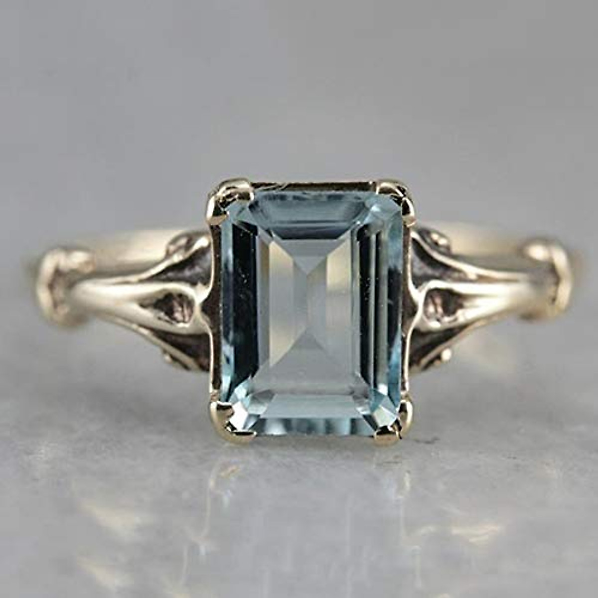 SEniutarm Engagement Love Rings Wedding Bands Elegant Women Faux Square Topaz Ring Bride Wedding Engagement Party Jewelry Gift for Women/Girl Finger Rings DIY Jewelry Gifts - Light Blue US 6