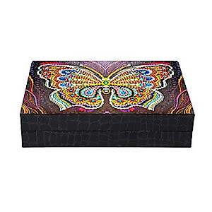 Jewelry Box Storage Organizer, Jewelry Display Storage Holder Case with DIY Diamond Painting Kits Butterfly Decorative Cover Arts Craft for Necklace Earrings Bracelets Rings Watches