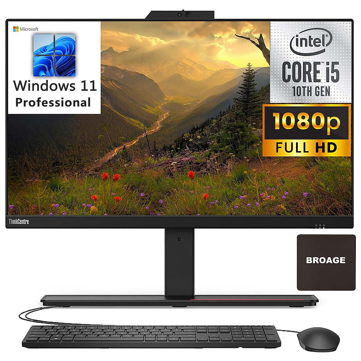 Lenovo ThinkCentre AIO 23.8" FHD Business All-in-1 Desktop Computer, Intel Hexa-Core i5-10500 (Beat i7-8700), 64GB DDR4 RAM, 4TB SSD, DVDRW, WiFi 6, Bluetooth 5.1, KB & Mouse, Windows 11 Pro