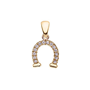 Reversible Diamond And High Polish Plain 14k Yellow Gold Horseshoe Good Luck Charm DaintyPendant