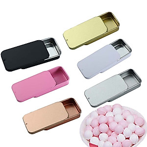 6 Pcs Mini Rectangular Storage Box,Tinplate Push-Pull Box,Slide Top Tin Containers,Metal Containers,2.36x1.34x0.43inch