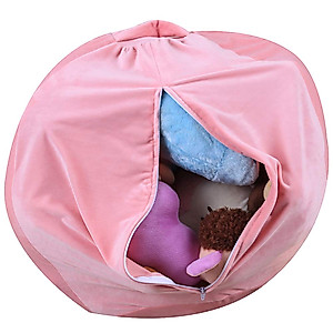 amropi Pig Stuffed Animal Toy Storage,Large Size Storage Bean Bag 24x24 Inch Velvet Extra Soft Stuffie Organization, Pink