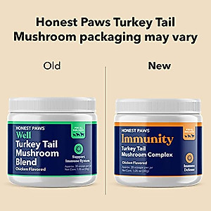 Honest Paws Dog Digestive and Immunity Booster – Turkey Tail Mushroom Blend - Shiitake, Reishi, Maitake Mushroom Extract Formula - No Filler, No Additives - (1.05 oz)