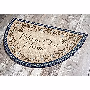 Brumlow MILLS Bless Our Home Berry Blossoms Floral Welcome Door Mat for Entryway, Kitchen, or Home Décor Area Rug, 19" x 31", Blue