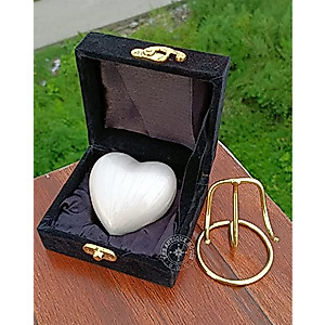 White Cremation Urn for Ashes Keepsake Heart Urn with Black Box and Brass Stand Mini urn for Your Loved one Adult & Funeral Burial for Adults and Infants