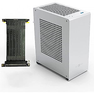 ZZAW A1P Mini-ITX PC Case, Mini Computer Case in Silver Color, Full Aluminum Small Gaming Computer Chassis with 3.0 Dual Reverse PCI Riser Cable