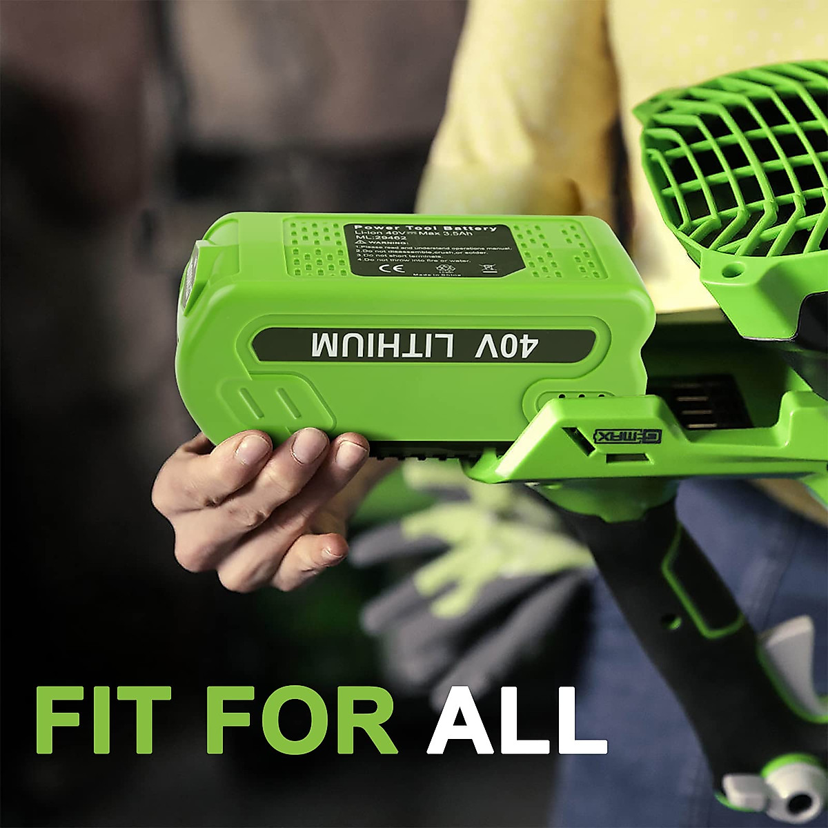 Powilling 6.5Ah 40V 29472 29462 Battery Replacement for Greenworks 40V Battery and Charger 29482 Compatible with Greenworks 40V G-MAX Power Tools 29252 20202 22262 Smart USB 40V Greenworks Battery